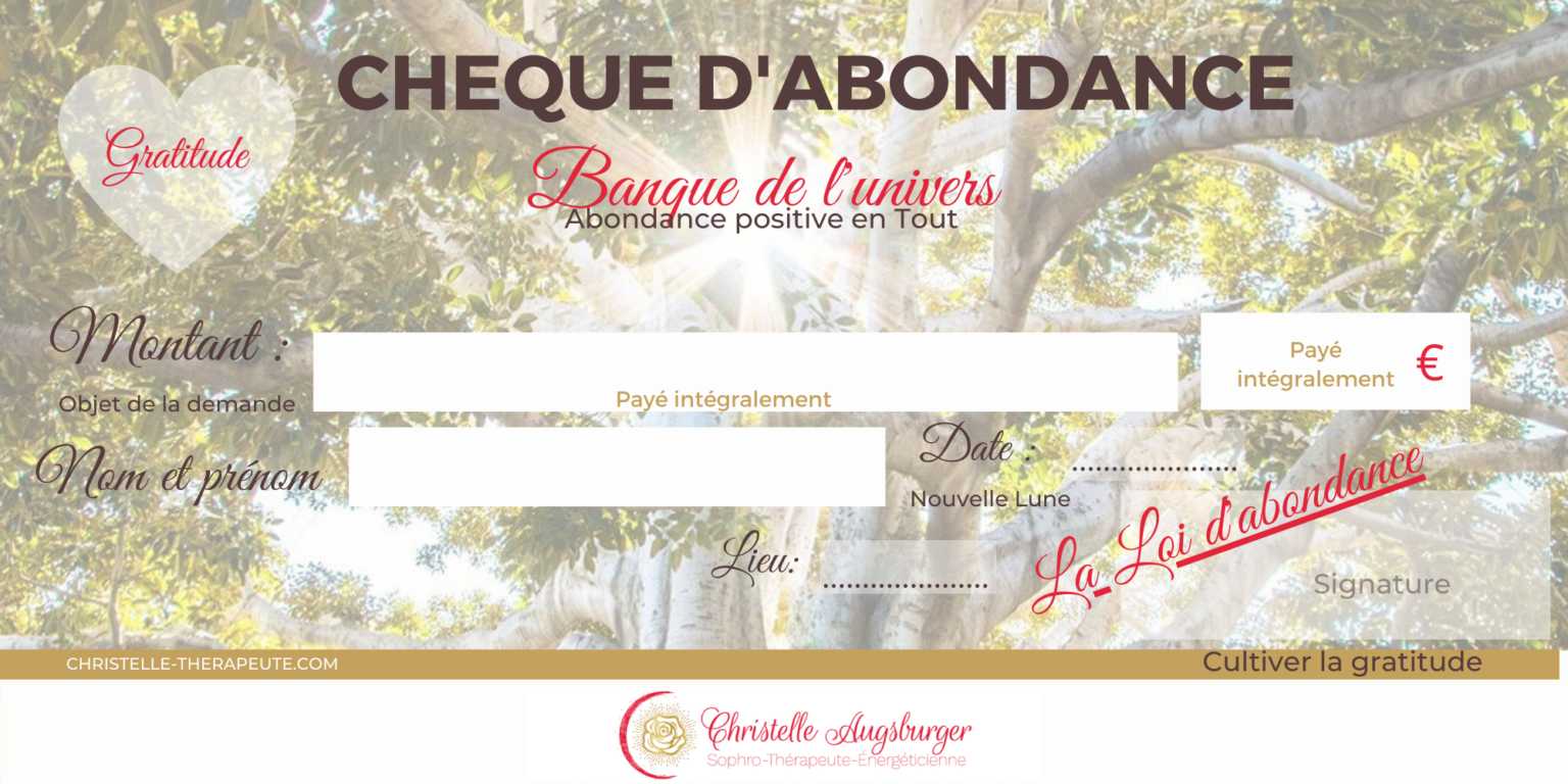 Chèque d'abondance • Christelle Augsburger Chèque d'abondance • Christelle Augsburger
